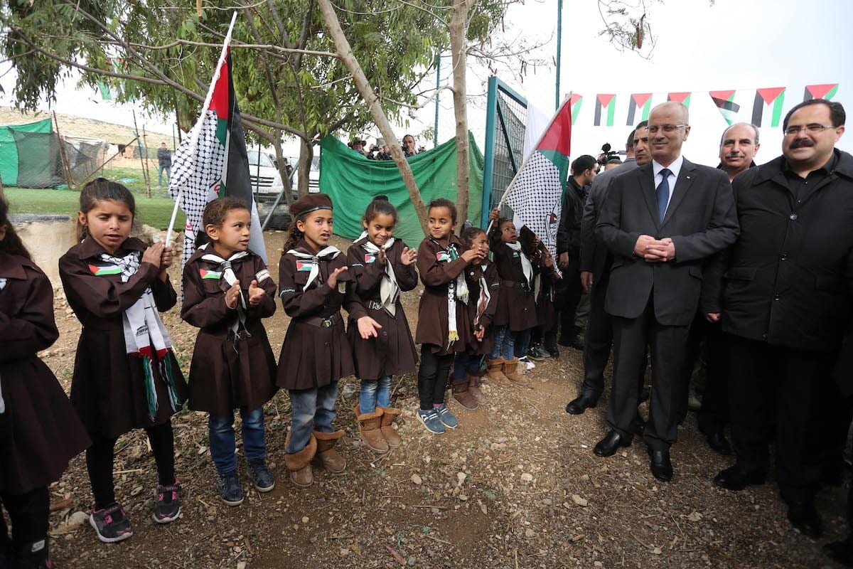 Palestinian prime minister visits a primary school slated for ...