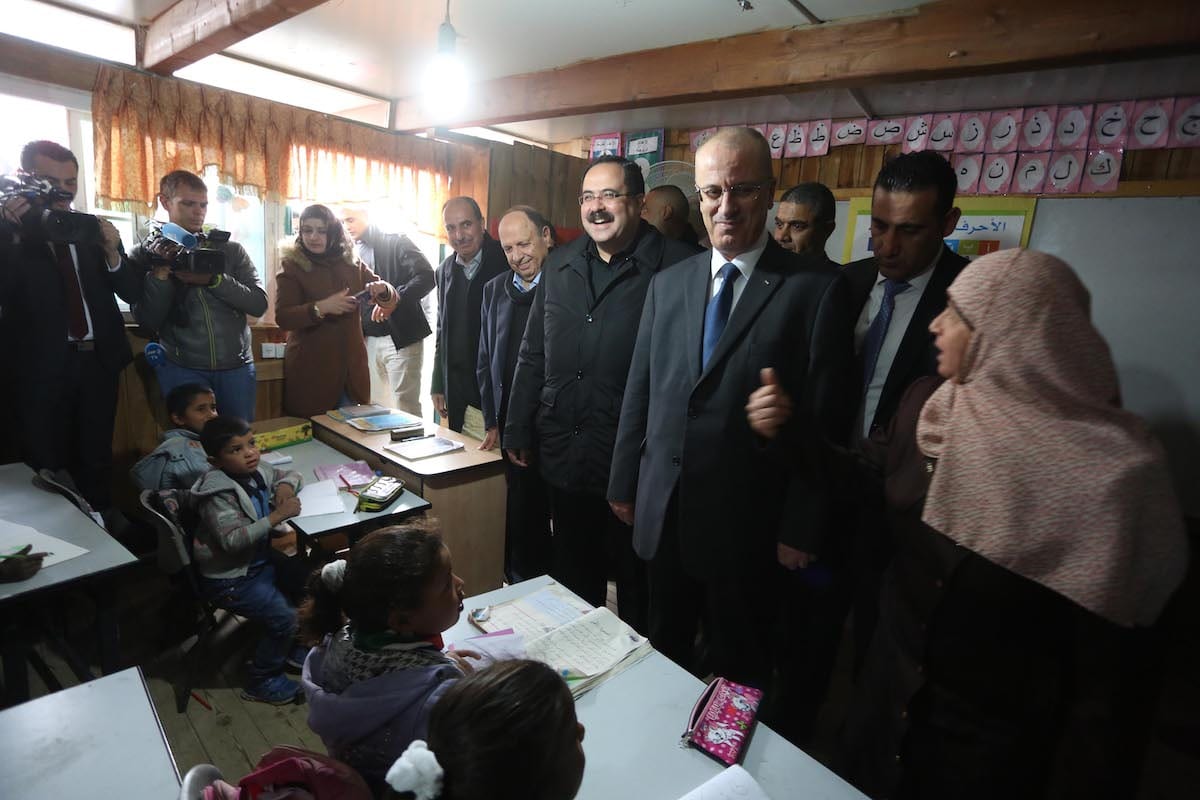 Palestinian prime minister visits a primary school slated for ...