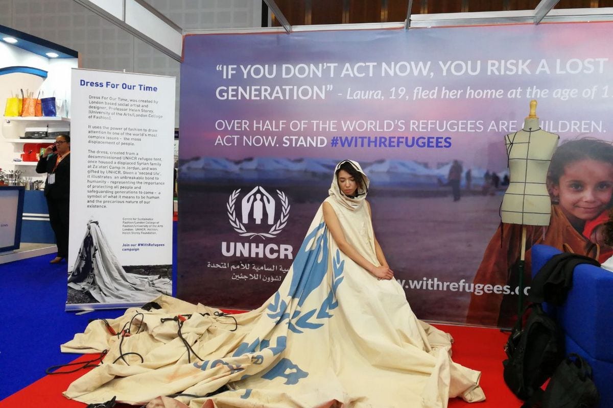 2017_3_22-A dress made from a UNHCR tent previously used to home ...