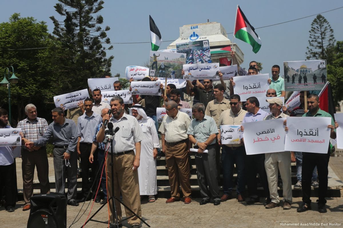 Palestinians in Gaza protest against Israeli violations against Al-Aqsa ...