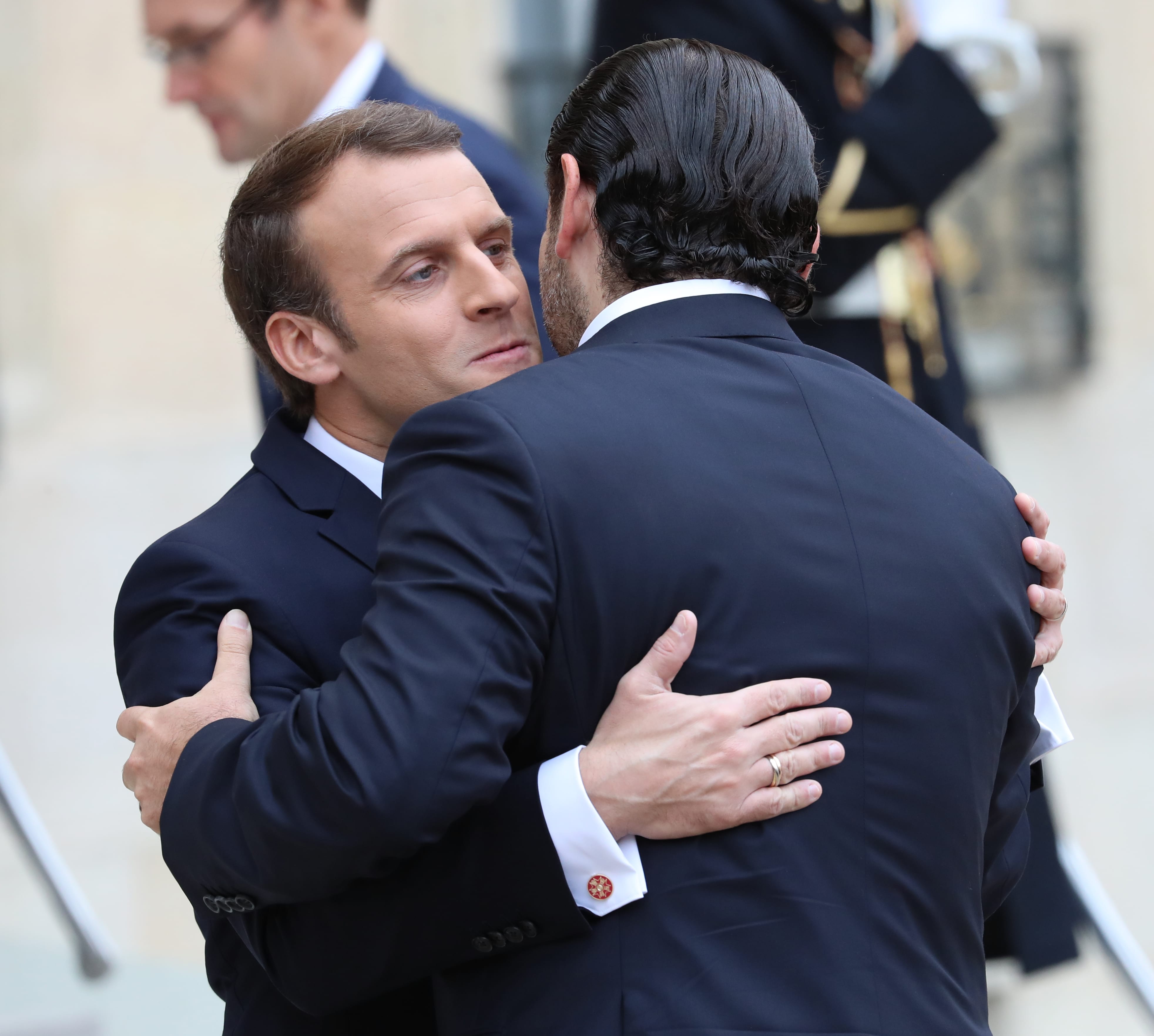 Lebanese Prime Minister Saad Hariri and his family at the Elysee Palace ...