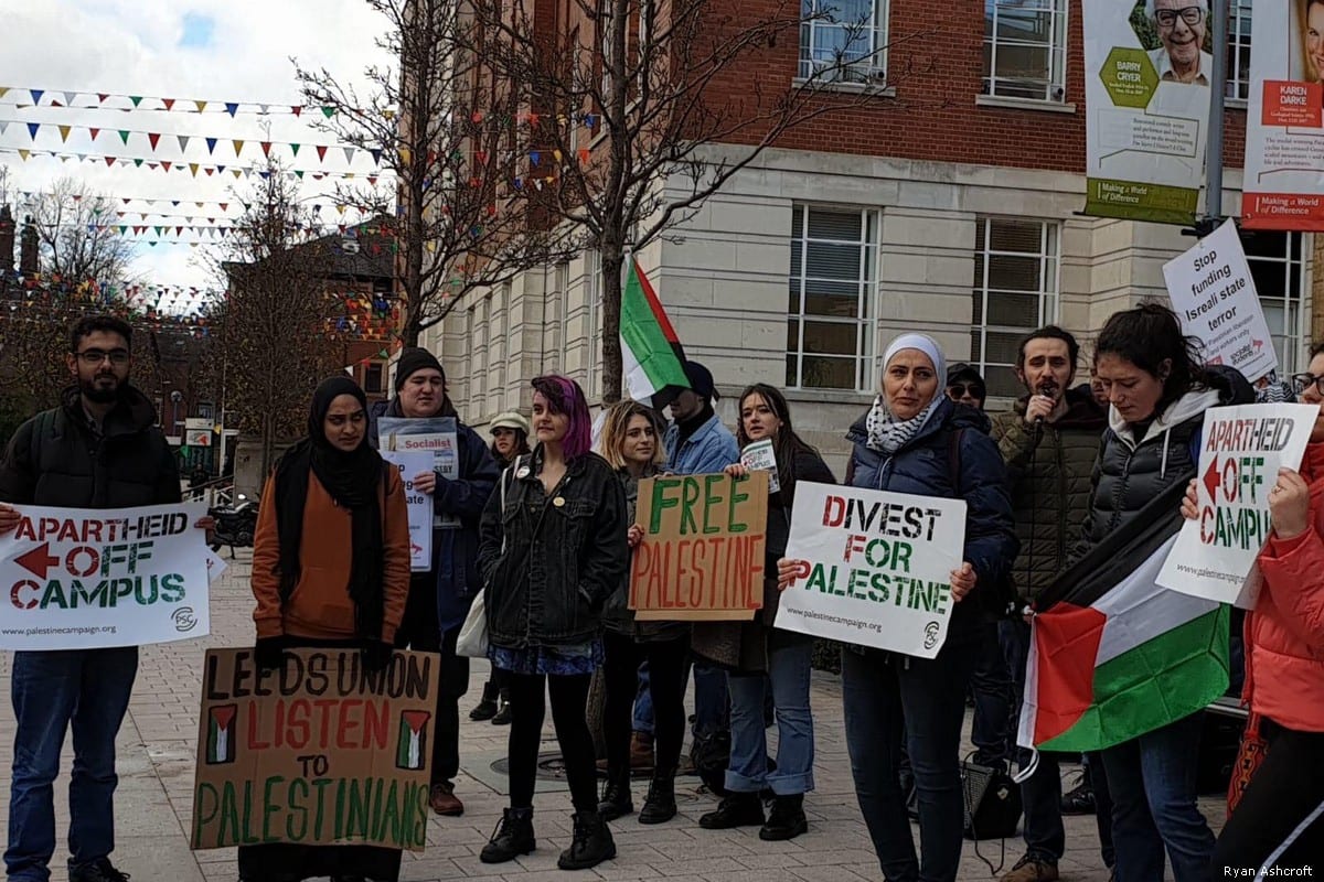 Students from 30 UK universities protest against investment in Israel ...