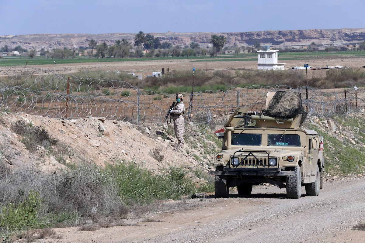 ANBAR, IRAQ – MARCH 19 : A soldier from the US-led coalition is seen at ...