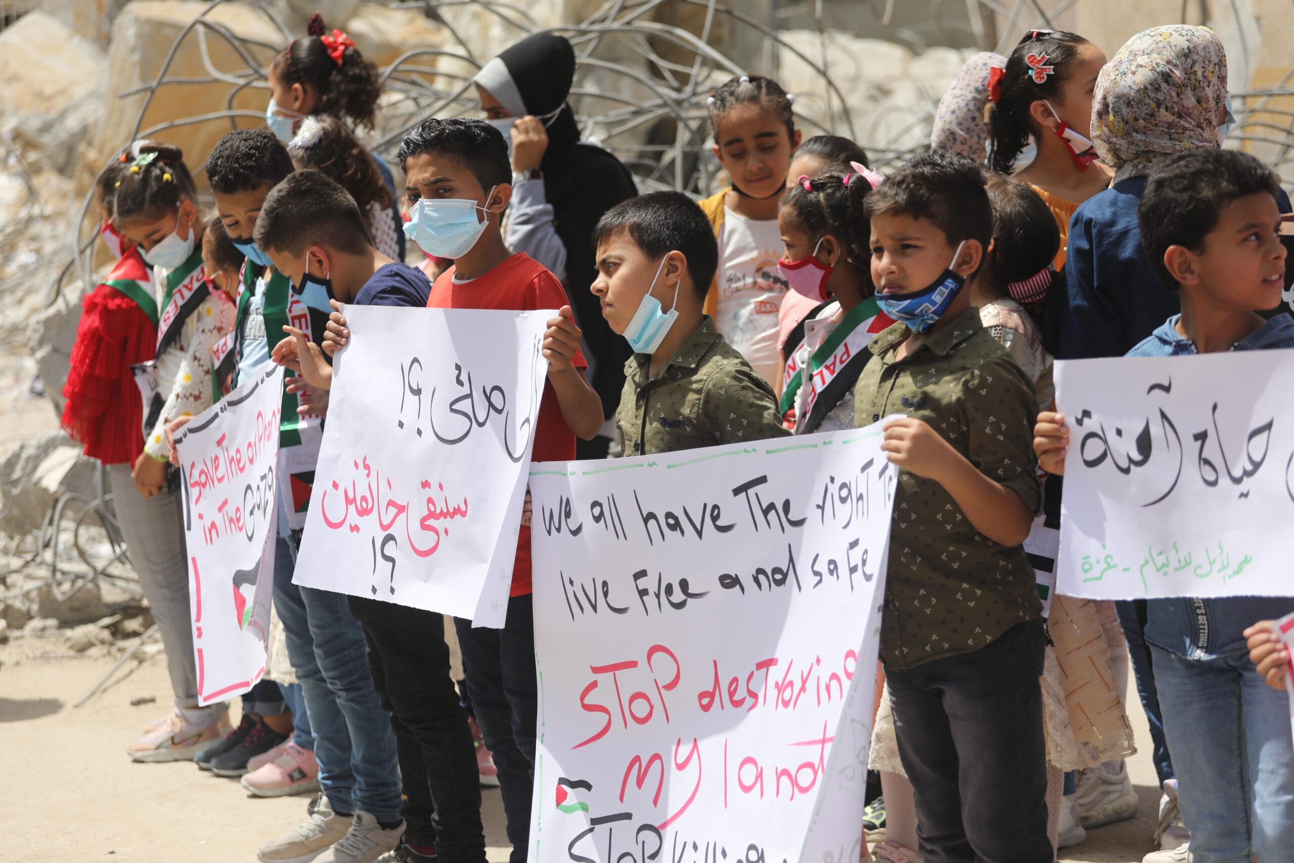 Gaza’s children protest against Israel’s destruction of orphanage ...