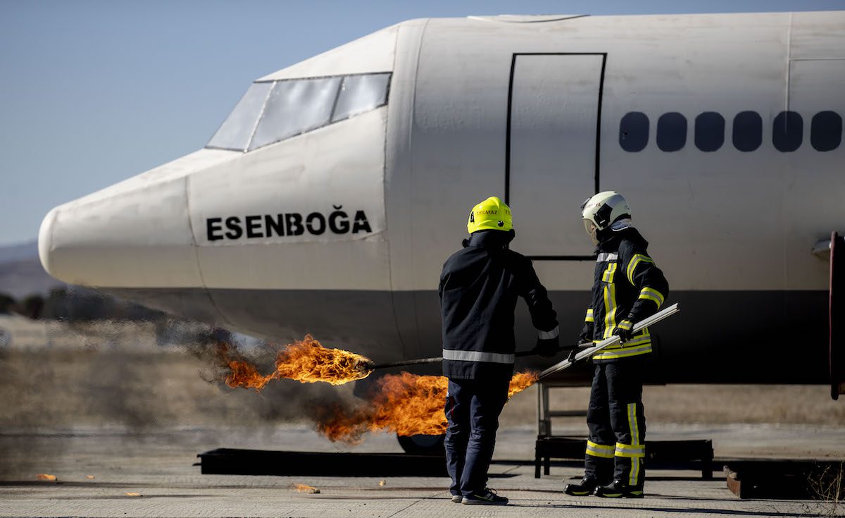 ANKARA, TURKEY – OCTOBER 26: Firefighters extinguish fire broke out on ...