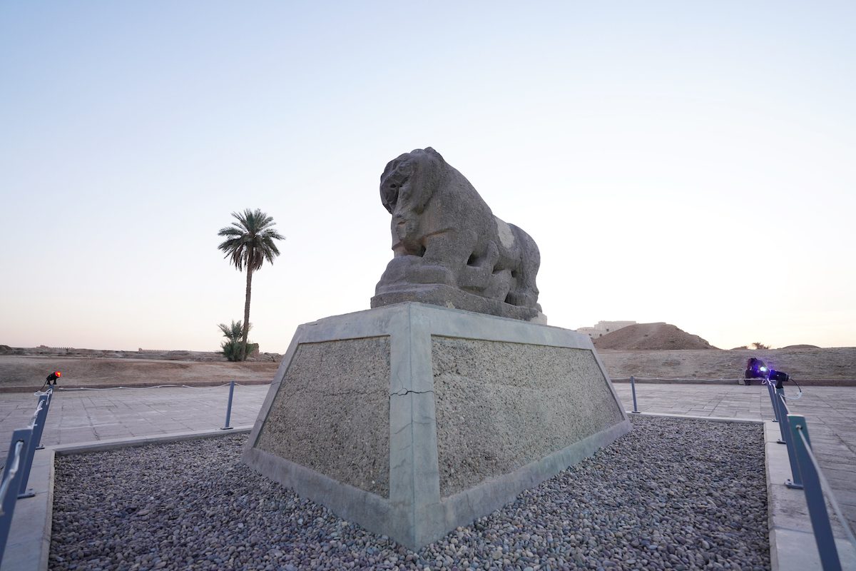 BABYLON, IRAQ – NOVEMBER 8: A photo shows the statue of Lion of Babylon ...