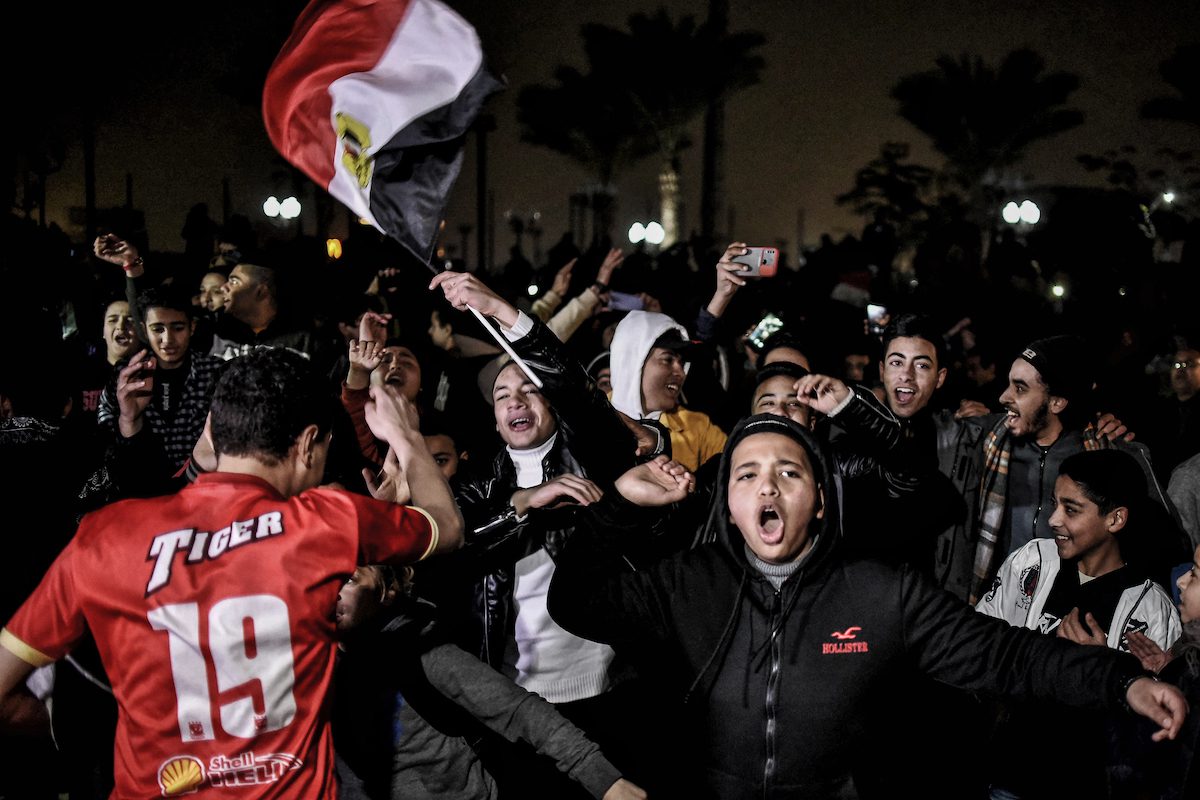 Fans celebrate in Cairo after Egypt wins the semi-final of CAN – Middle ...