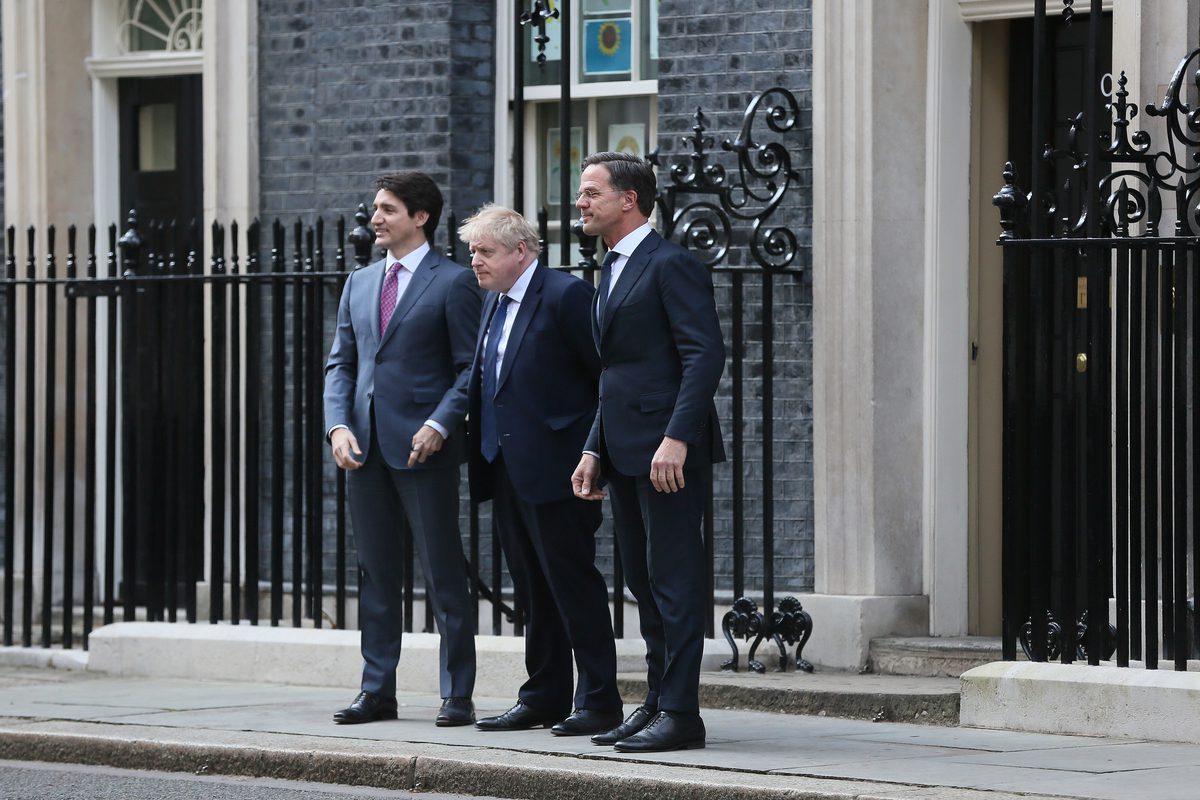 British PM Boris Johnson meets Justin Trudeau and Mark Rutte in London ...