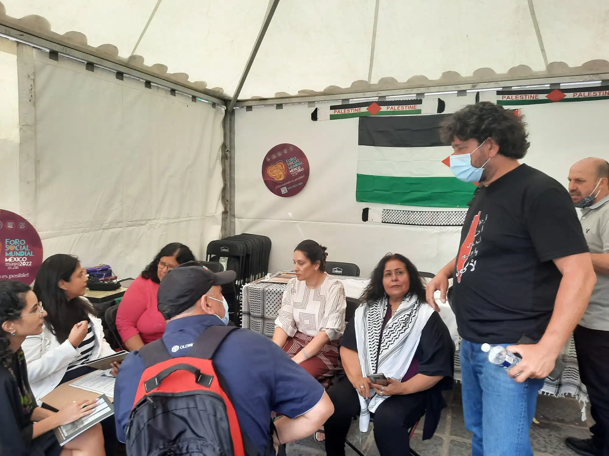Palestinian delegation during the 2022 World Social Forum, between May ...