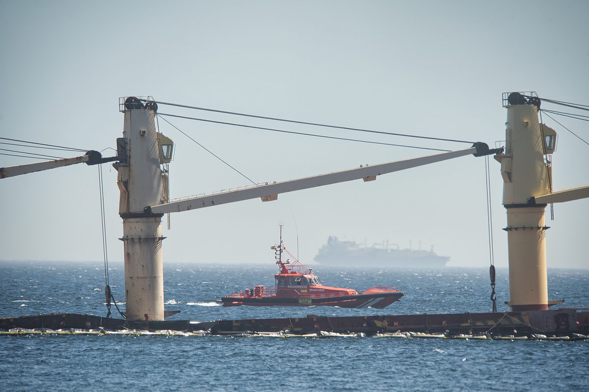 Collided cargo ship OS 35 sunk off with a technical operation in ...