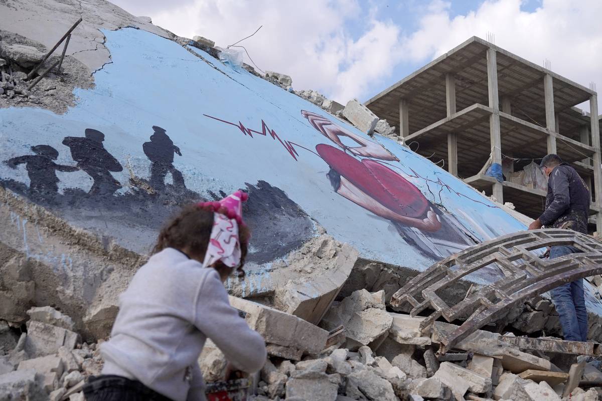 Syrian graffiti artists paint the struggle of the earthquakes on rubble ...