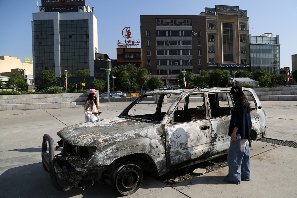 Iranian Red Crescent ambulance hit in Israeli strike displayed in ...