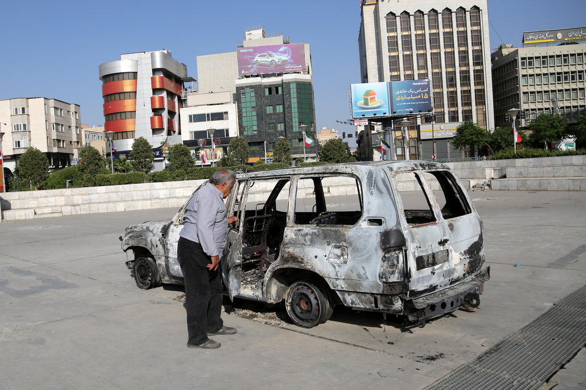 Iranian Red Crescent ambulance hit in Israeli strike displayed in ...