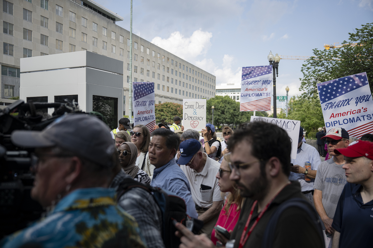 US State Department employees protest mass layoffs in Washington ...