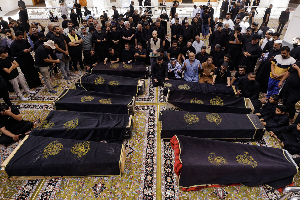 Funeral ceremony for those who lost their lives in a fire at a shopping ...