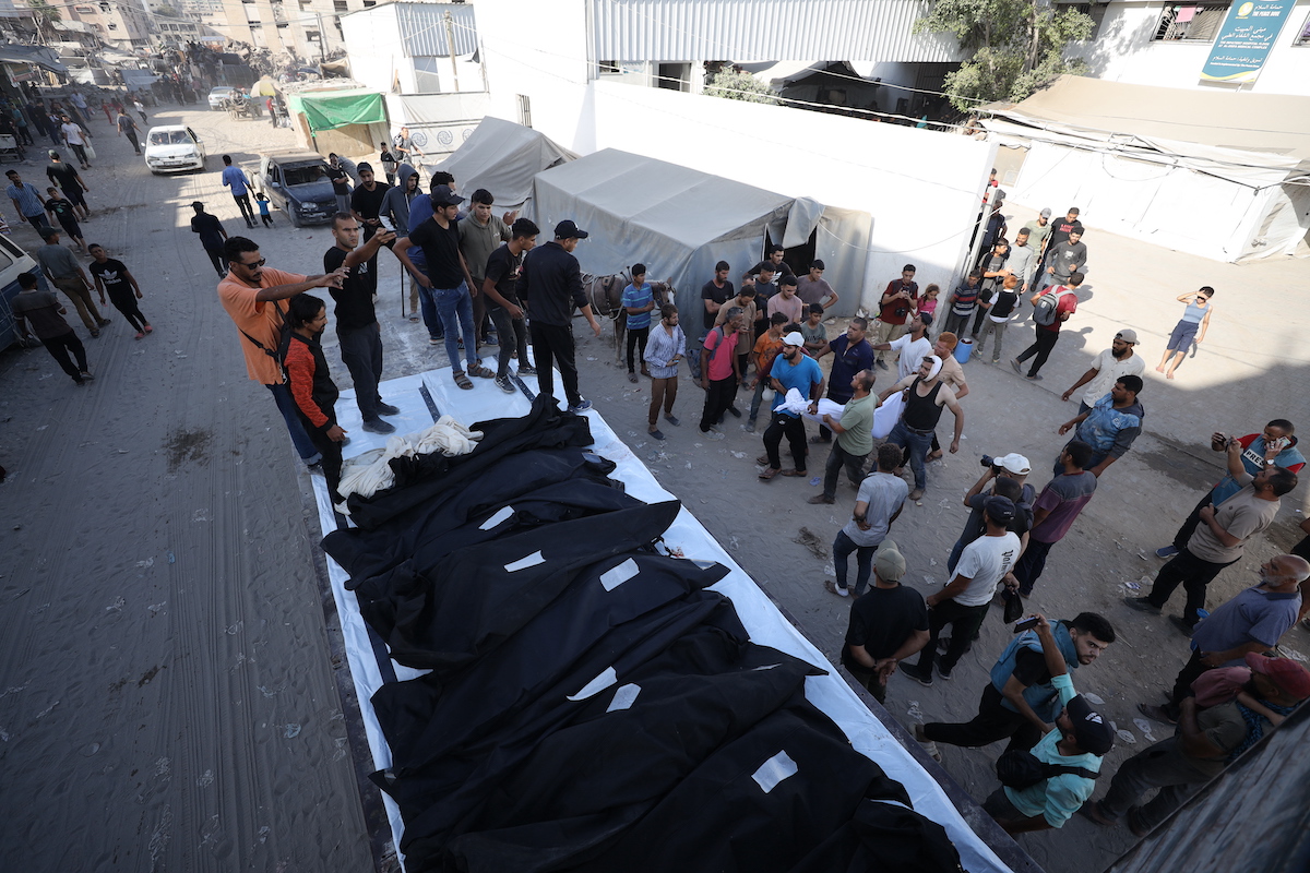 Mass funeral held at Al-Shifa Hospital for Palestinians killed in the ...