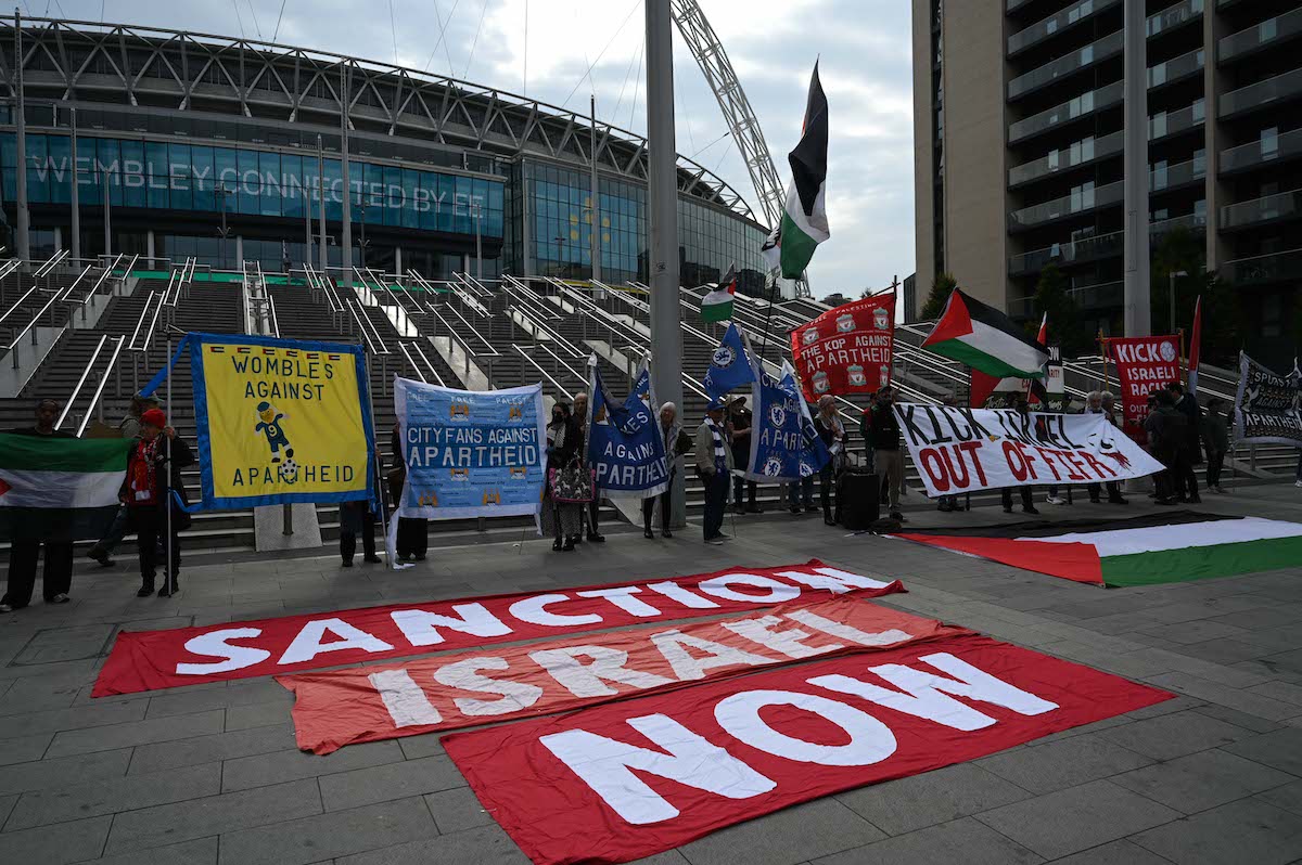 Demonstration held at Wembley for Israel’s suspension from UEFA and ...