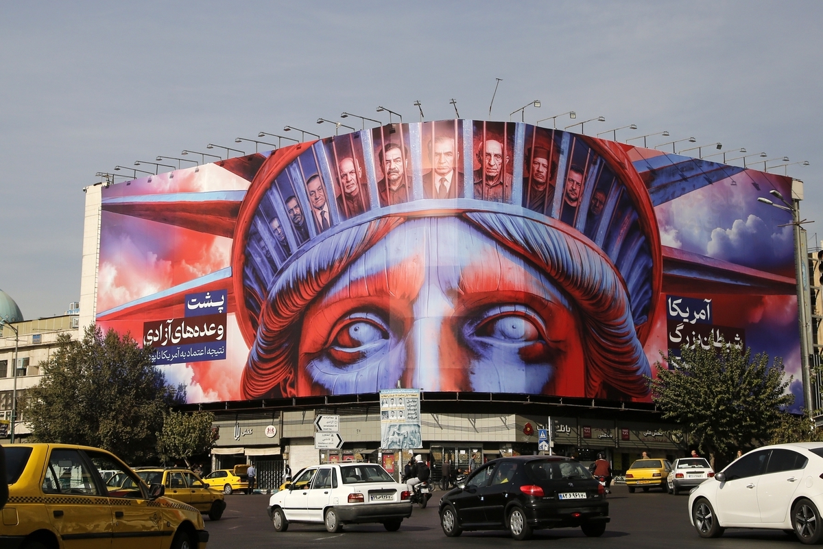 Poster displayed on 46th anniversary of US Embassy takeover in Tehran ...
