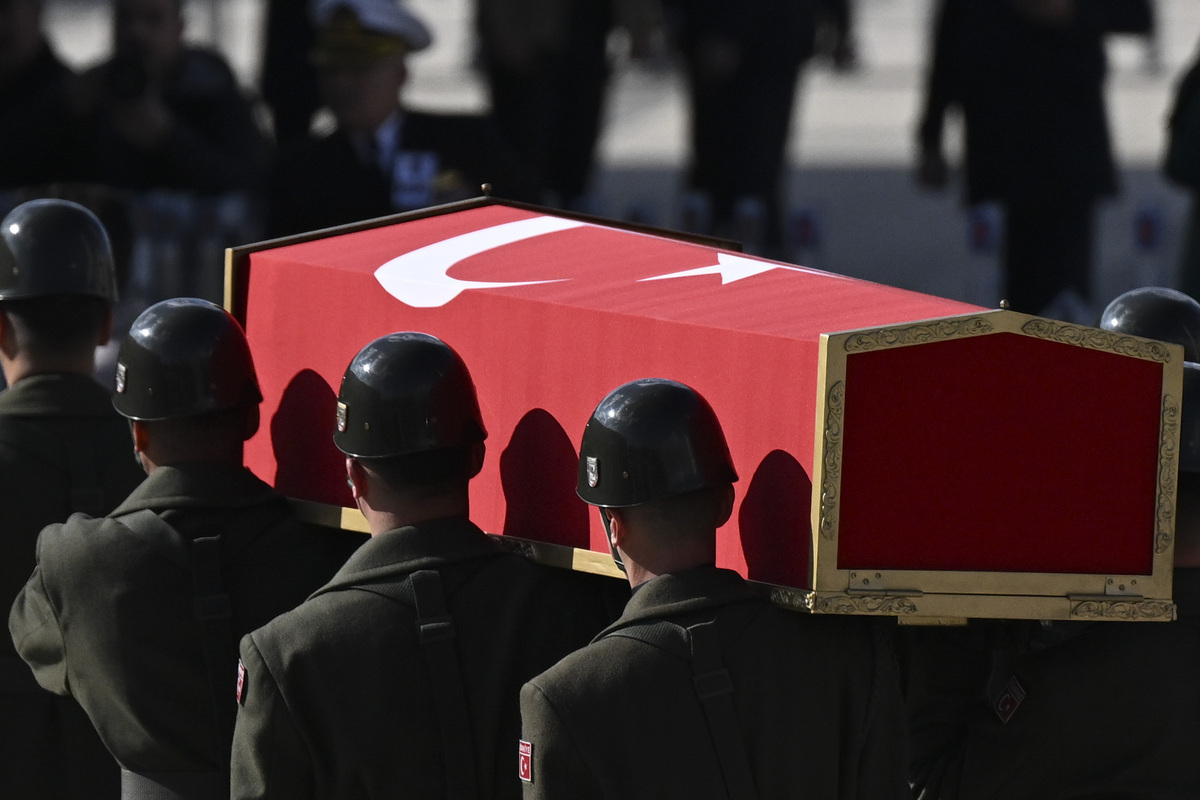 Funeral ceremony of Turkish soldiers from cargo plane crash in Ankara ...