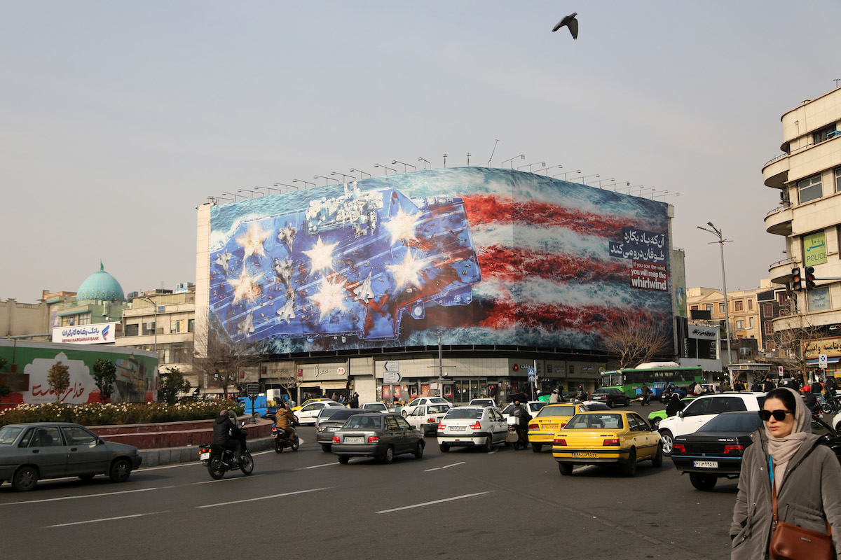 Anti-U.S. banner displayed in Tehran amid rising US-Iran tensions ...